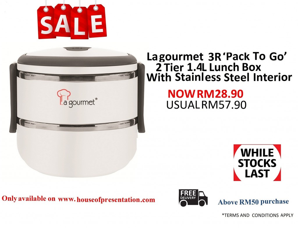 50% OFF – Daily Deal – La gourmet® 3R ‘Pack To Go’, 2 Tier 1.4L Lunch ...